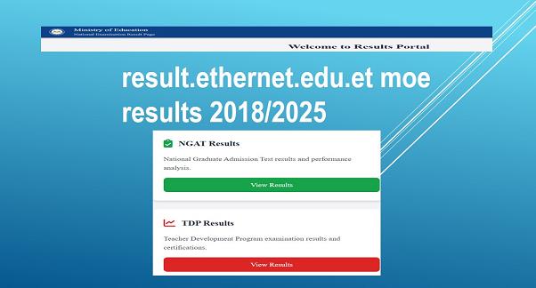 result.ethernet.edu.et MoE Results 2018/2025 NGAT TDP Exit Exams