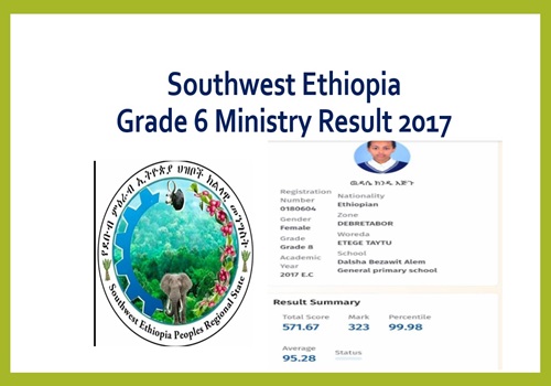 Link-Southwest Ethiopia Grade 6 Ministry Result 2017 @se6.ministry.et ...