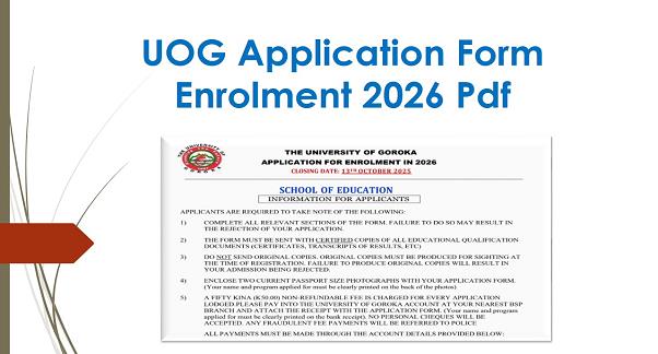 UOG Application Form 2026 Pdf | University of Goroka Forms Enrolment ...