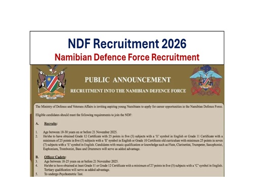 NDF Recruitment 2026 Requirements For New RECRUITS| Namibian Defence ...