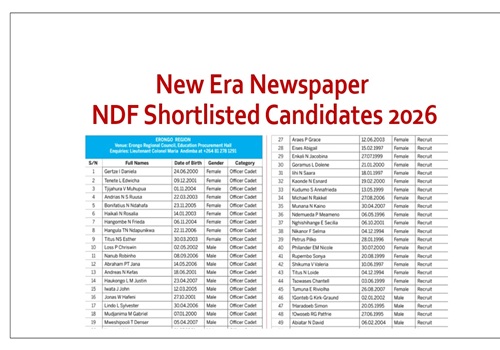 New Era Newspaper NDF Shortlisted Candidates 2026 for 1500 Posts MODVA ...