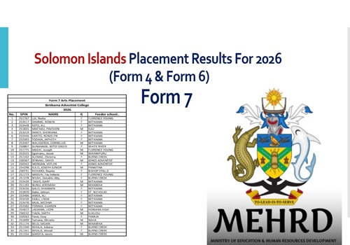 MEHRD Placement Results For 2026 Form 4 & Form 6, Form 7 Solomon ...